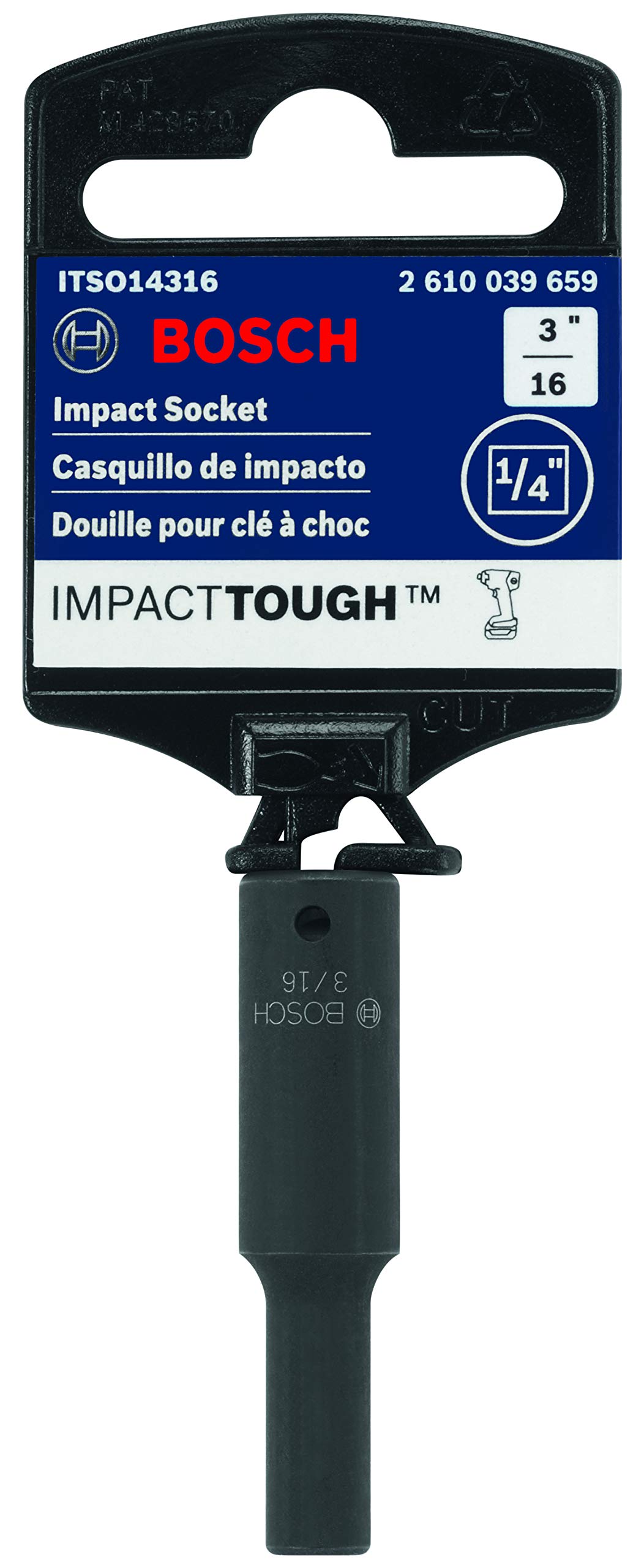 BOSCH ITSO14316 1-Piece 3/16 In. Impact Tough 1/4 In. Thin-Wall Hex Socket