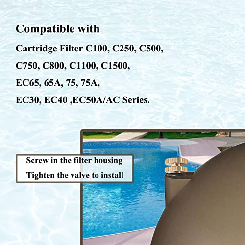 ECX1322A Pool Filter Air Relief Vent Valve with O-Ring, 3/8-16G Male, 1 * 0.7 * 0.35 Inches