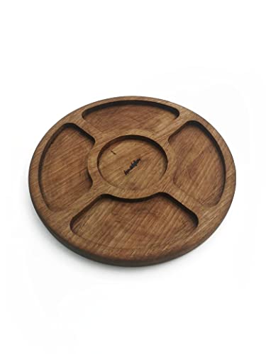 Double-sided Reversible Walnut Wood Cutting Board and Cheese Table by hachka, Round Wooden Charcuterie, Service Table, and Cutting Board.