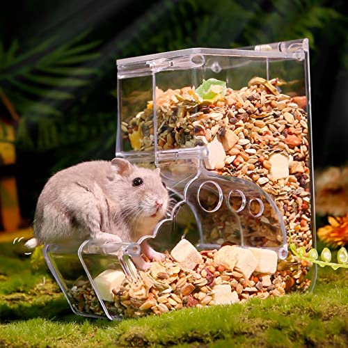 Lucky Interests 2 pcs Hamster Automatic Feeder 400ml, Hamster Food Dispenser with Brackets Small Animals Food Bowl for Dwarf Hamster Guinea Pig Chinchilla Gerbil Bird Hedgehog Ferret with 2 Spoon
