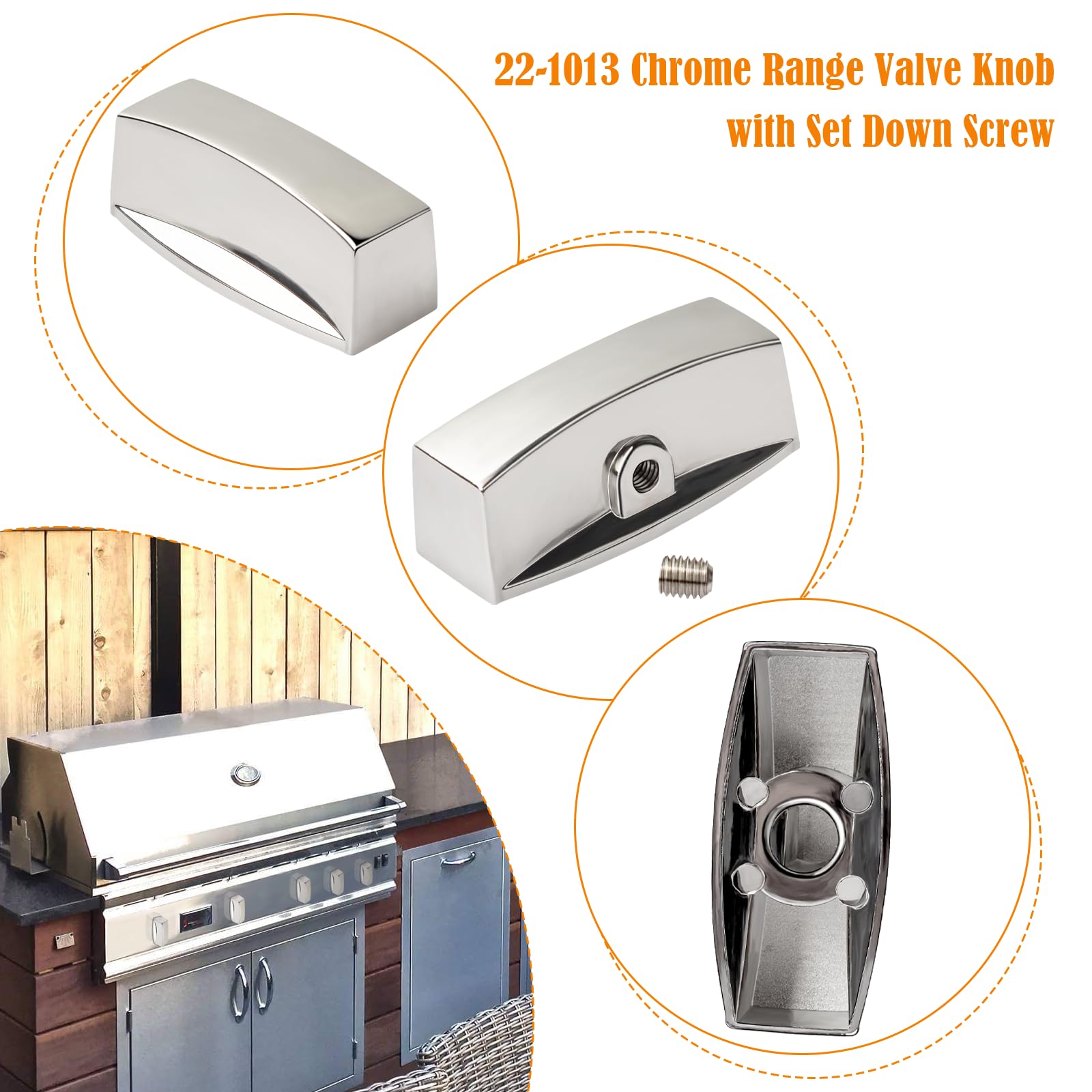 Chrome Knob Dial for Gas Control Valve, Fit for D-Shape Valve Stem Design Gas Control Valve Stove Range Oven Griddle Char Broiler - Replacement for Gas Stove Range Knobs
