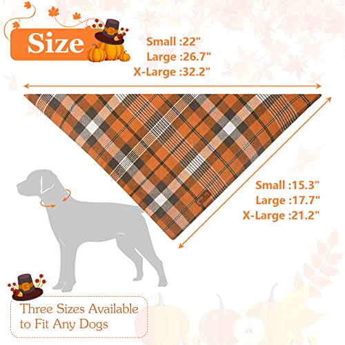 Malier 2 Pack Fall Dog Bandana Halloween Thanksgiving Plaid Dog Bandanas, Holiday Pet Reversible Scarf Bibs Accessories Costumes for Small Medium Large Dogs and Cats