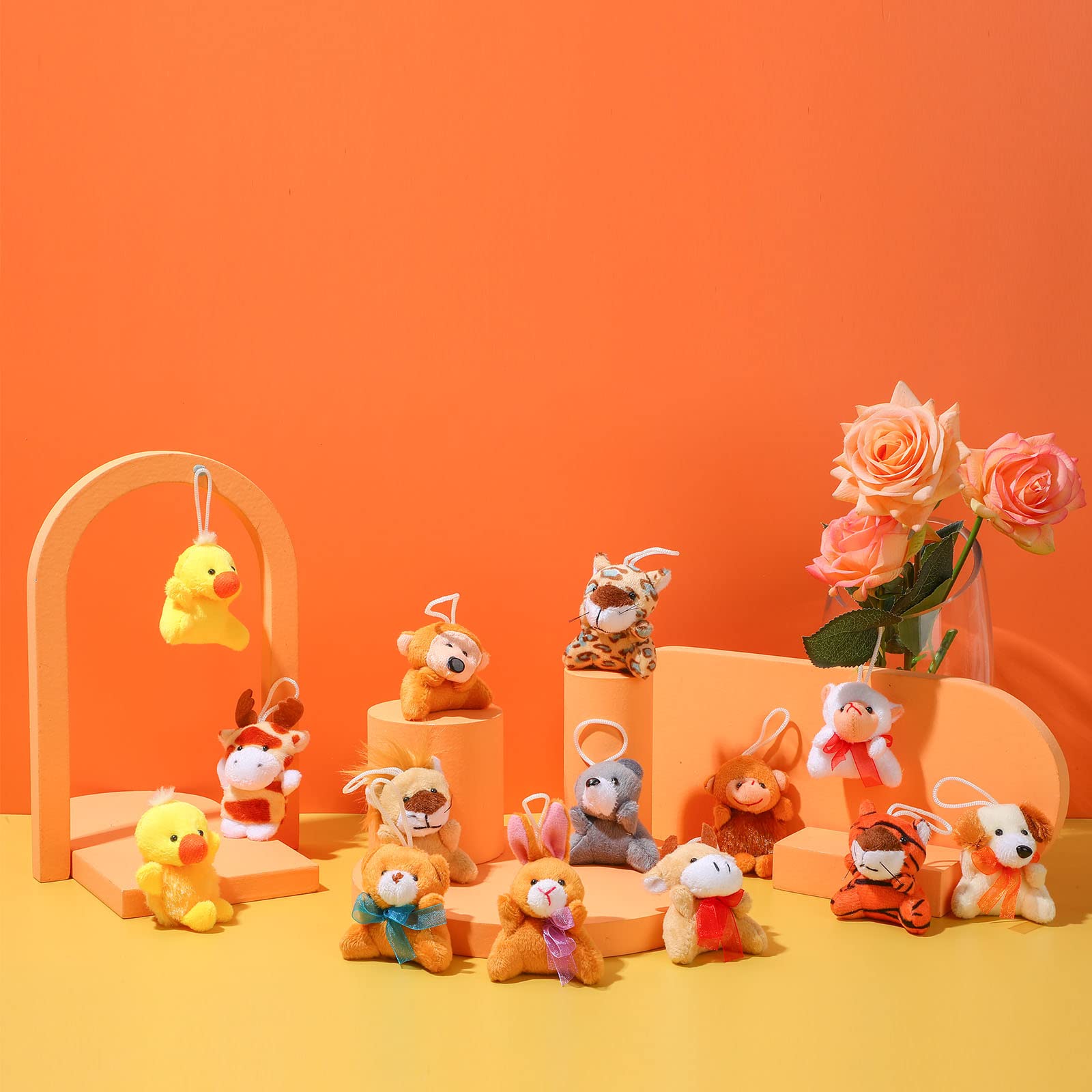 Skylety 60 Pack Mini Plush Animals for Christmas 30 Styles Bulk Mini Stuffed Animals Plush Toy Small Stuffed Keychain Cute Assortment for Carnival Prizes, Party Favor, Kindergarten Goodie Bag Fillers