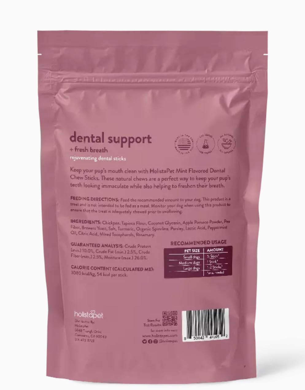 HolistaPet Mint Flavored Dental Chew Sticks, Keep Your pup's Teeth Looking Clean and Smelling Fresh, Intended As A Treat (Mint)