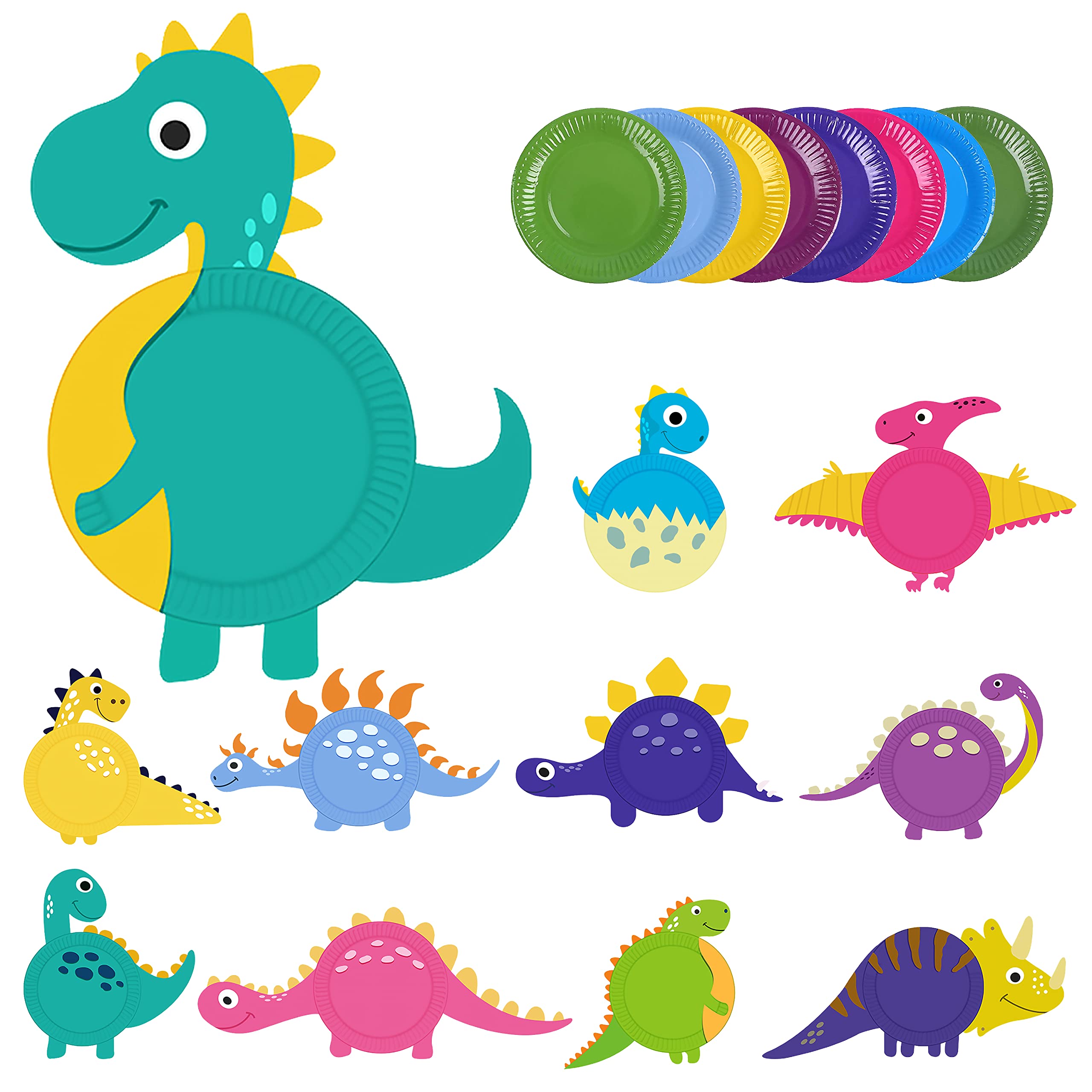 DISHIDIANZI Art Craft Gifts for Kids - 11 Paper Plate Art Kit Toys for Over 3 Years Old Boys Girls Toddlers, DIY Dinosaur Art Supplies for Kids Preschool/Party Gifts/Birthday/Christmas Game Crafts