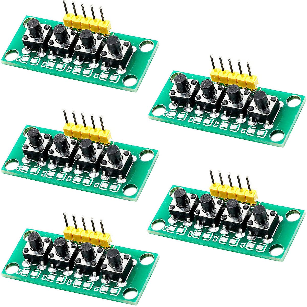 DKARDU 5 pcs 4 Key Keyboard Module 1x4 4 Independent Key Buttons Control Module Control Switch PCB Keypad Board for Electronic Experiment
