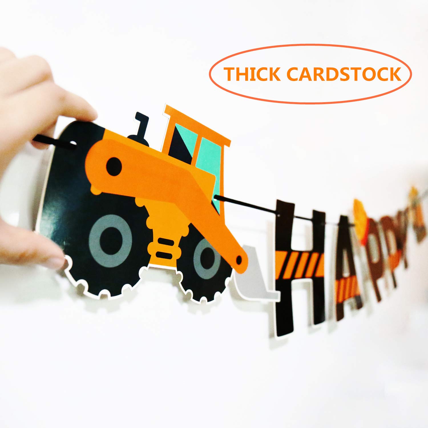 Construction Birthday Banner Dump Truck Party Decorations Pre-Assembled Builder Bulldozer Excavator Tank Truck Garland Supplies