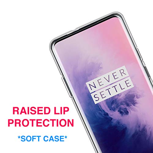 CasesByLorraine Compatible with OnePlus 7 Case, Striped Floral Flowers Clear Transparent Flexible TPU Soft Gel Protective Cover for OnePlus 7 (2019)