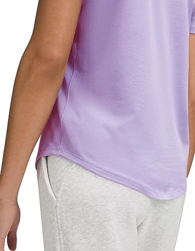 Lulucheri Women's Workout T-Shirt Short Sleeve Lightweight Crew Neck Shirts Yoga Running Exercise Athletic Tee Top (Medium, Spring Lilac)