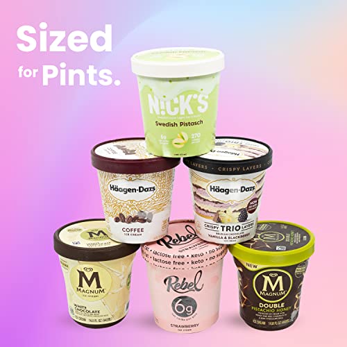 Go Cuff Ice Cream Coozie Pint Cuff Reusable Antislip Neoprene Insulator Pint Sized Ice Cream Pint Cozy Sleeve with Handle Compatible For Haagen-Dazs, Ben & Jerry's, Halo Top and more (Lumberjack Red)