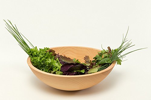 EZ Hold Wooden Chopped Salad Bowl 12" with Matching Maple Handled Mezzaluna