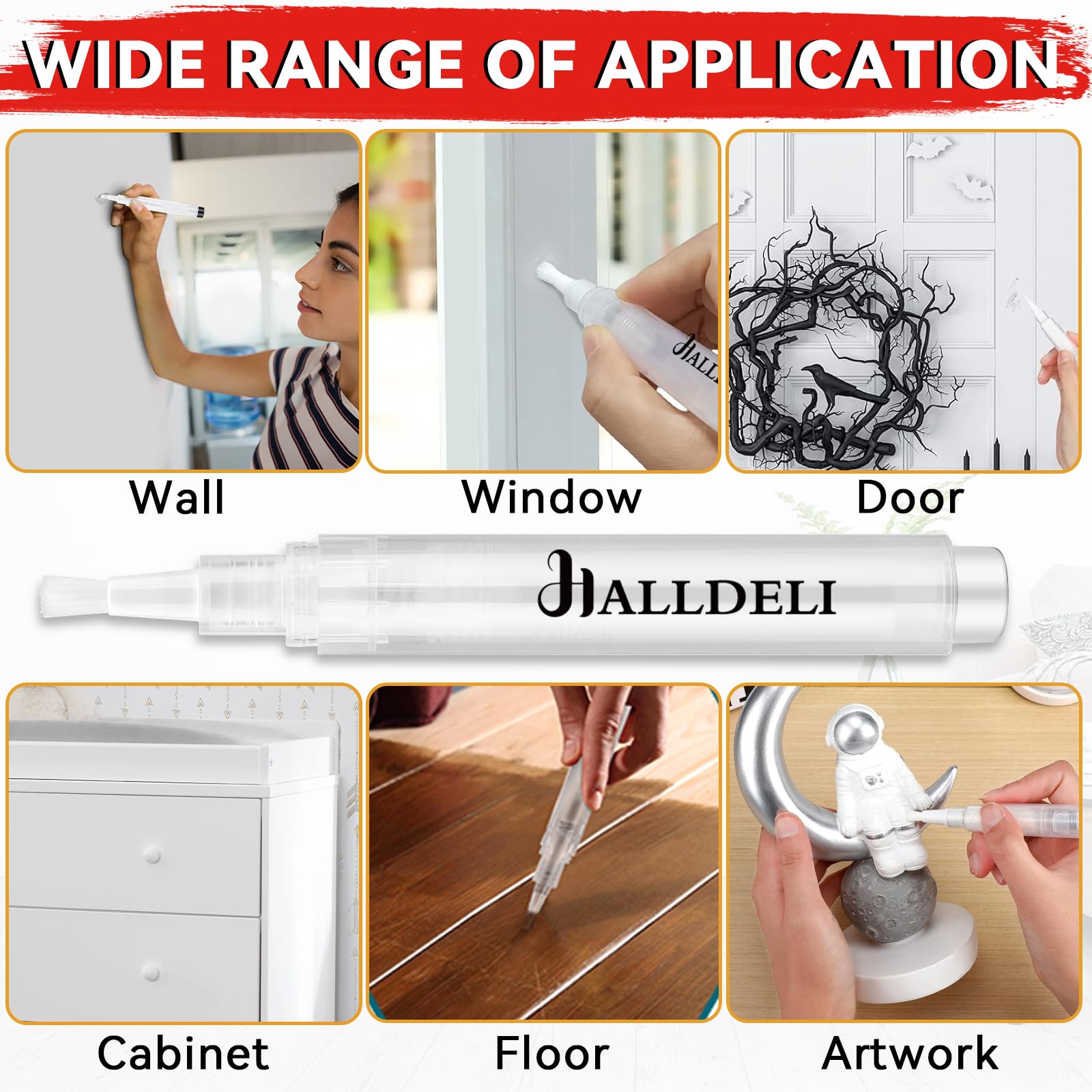 Fillable Touch Up Paint Pen Brush, 4 Pack User-Friendly Refillable Paint Pens, Multiple Applications Touch-Up Paint Brushes for Walls, Wood, Floor, Cabinets, Doors and Windows(8 Pcs Kit)