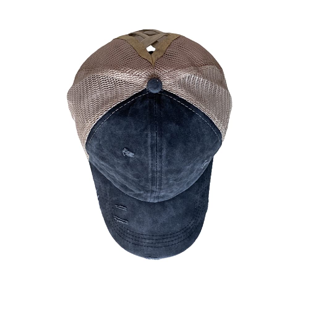 Criss Cross Ponytail Hat Washed Distressed Mesh Womens Baseball Cap Dad Hat Ponytail Hat for Women