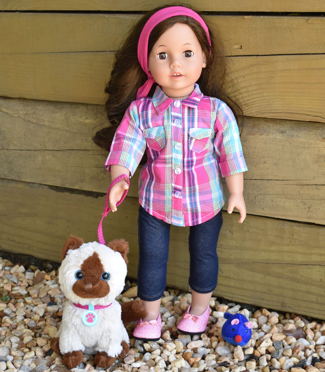 Sophia's Tan Plush Kitten, Bed, Food Bowl and Accessories Set for 18" Dolls, Multicolor
