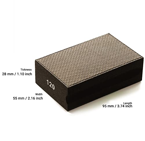 Glass Polish 15104 Diamond Hand Pad Sanding Block for Smoothing, Edging & Polishing 3.74β x 2.16β - Grit 120