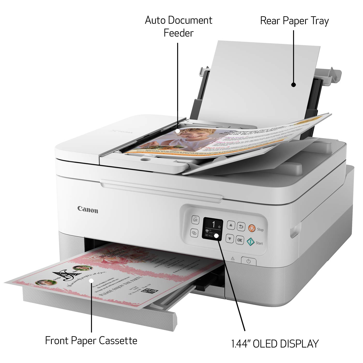Canon TR7020 All-in-One Wireless Printer for Home Use, White, Compact (4460C022)