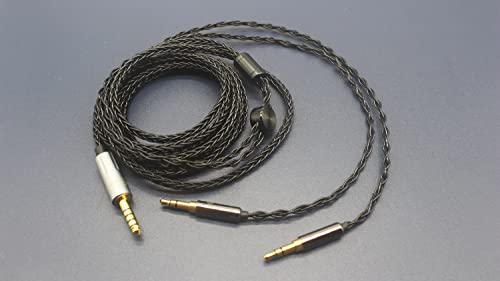 Youkamoo 4.4mm Balanced Headphone Replacement Cable Compatible for Hifiman HE4XX HE-400i 8 Core Braided Silver Plated Headphone Upgrade Cable (Dual 3.5mm Male Version) 4 ft (1.22 m)