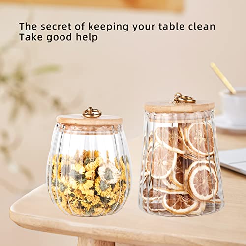 IZEJAZT Irregular storage glass jars,Glass jar canisters with airtight lids,Wide mouth mason jars,Overnight oats jars,Cookie jar,Candy jar,Spice Jars With Bamboo Lids (Oval, 1-Pack)