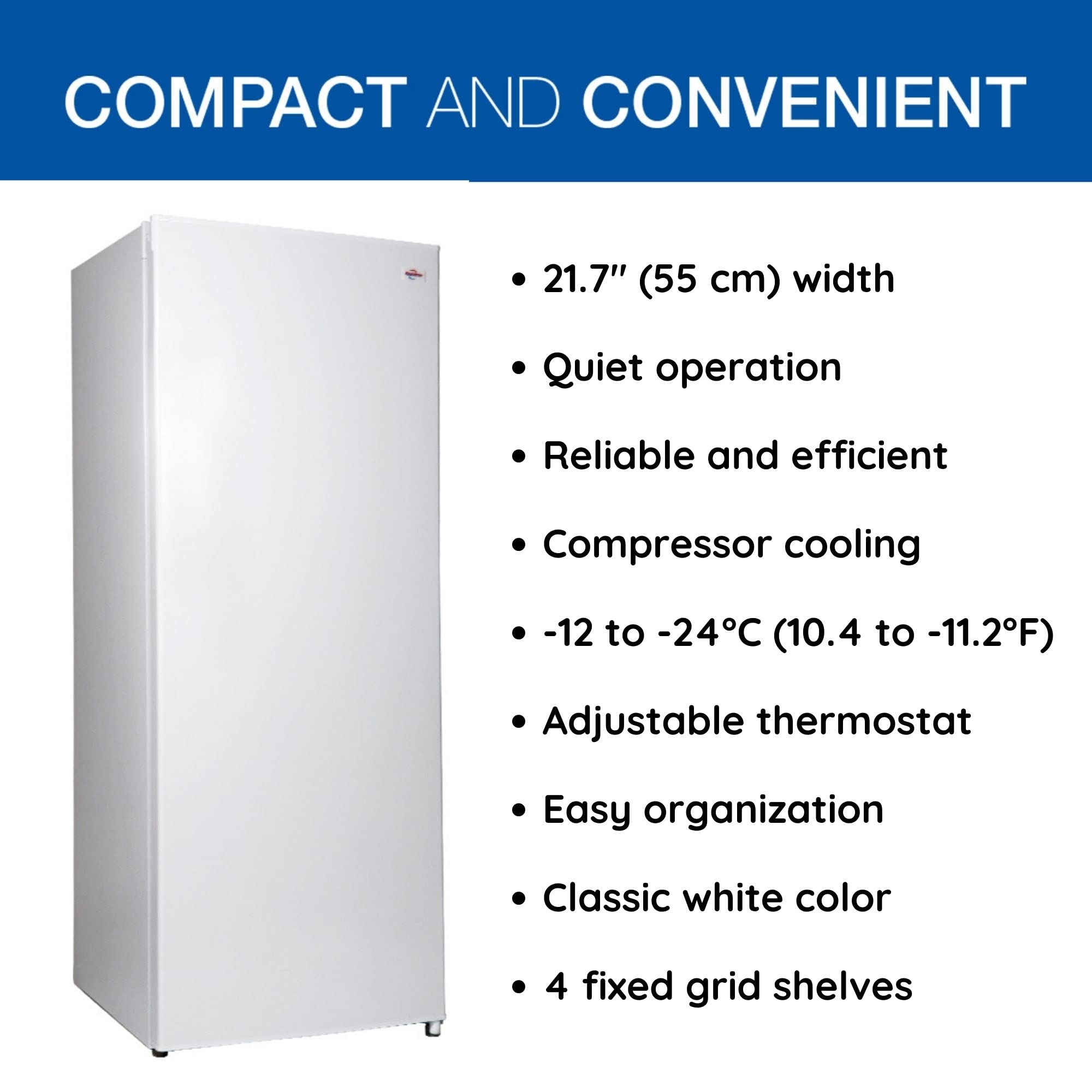 Koolatron Small Upright Freezer 5.3 Cu Ft Compact Mini Freezer Stand Up Freezer Space-Saving Deep Freezer Manual Defrost Reversible Door Perfect for Home Apartment Condo Cottage
