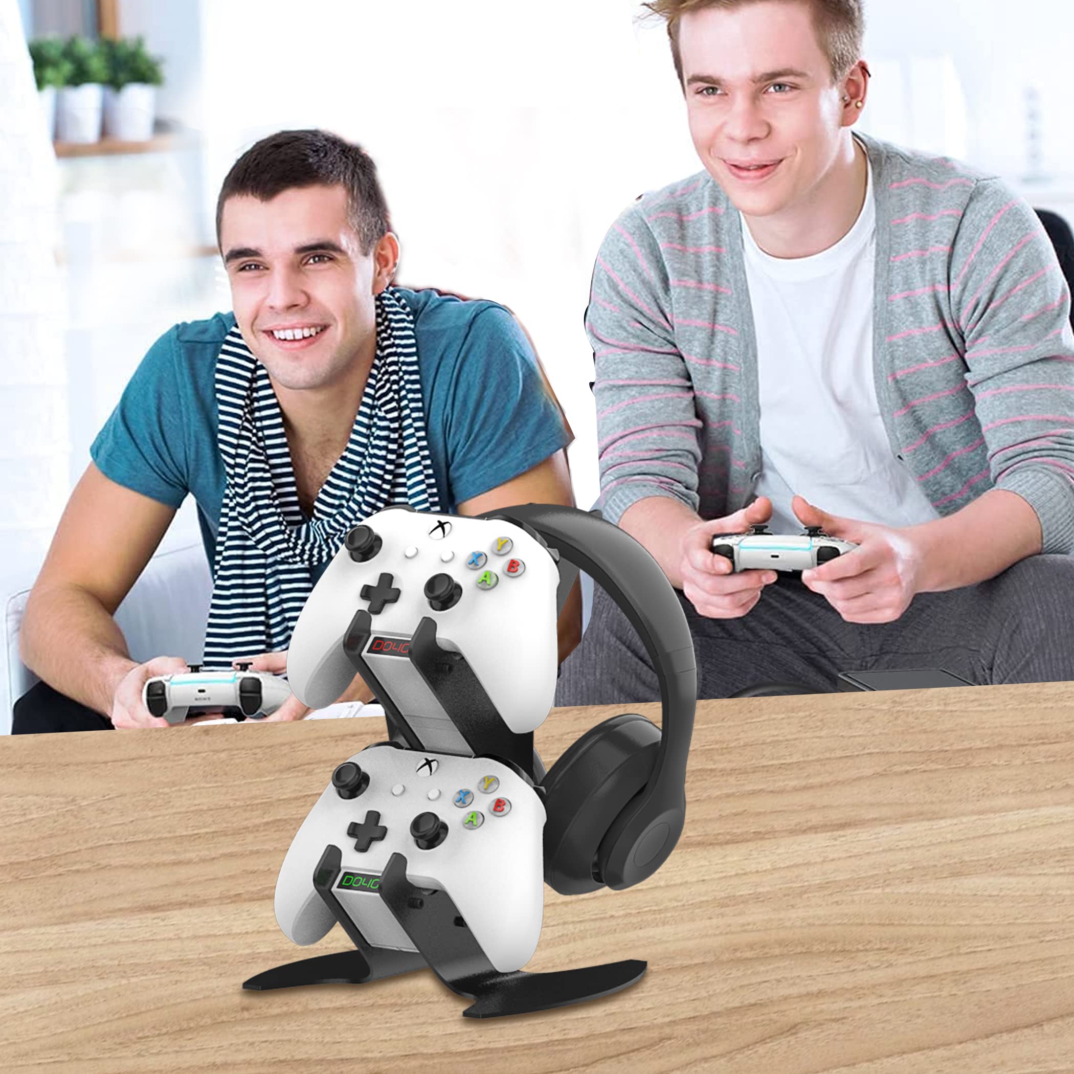 Controller Charger for Xbox One - 2 Pack Rechargeable Battery, Headset Stand and Dual Controller Charging Dock, High Speed Charging with 2.5 Hours by DOYO (NOT for Xbox Series X/S