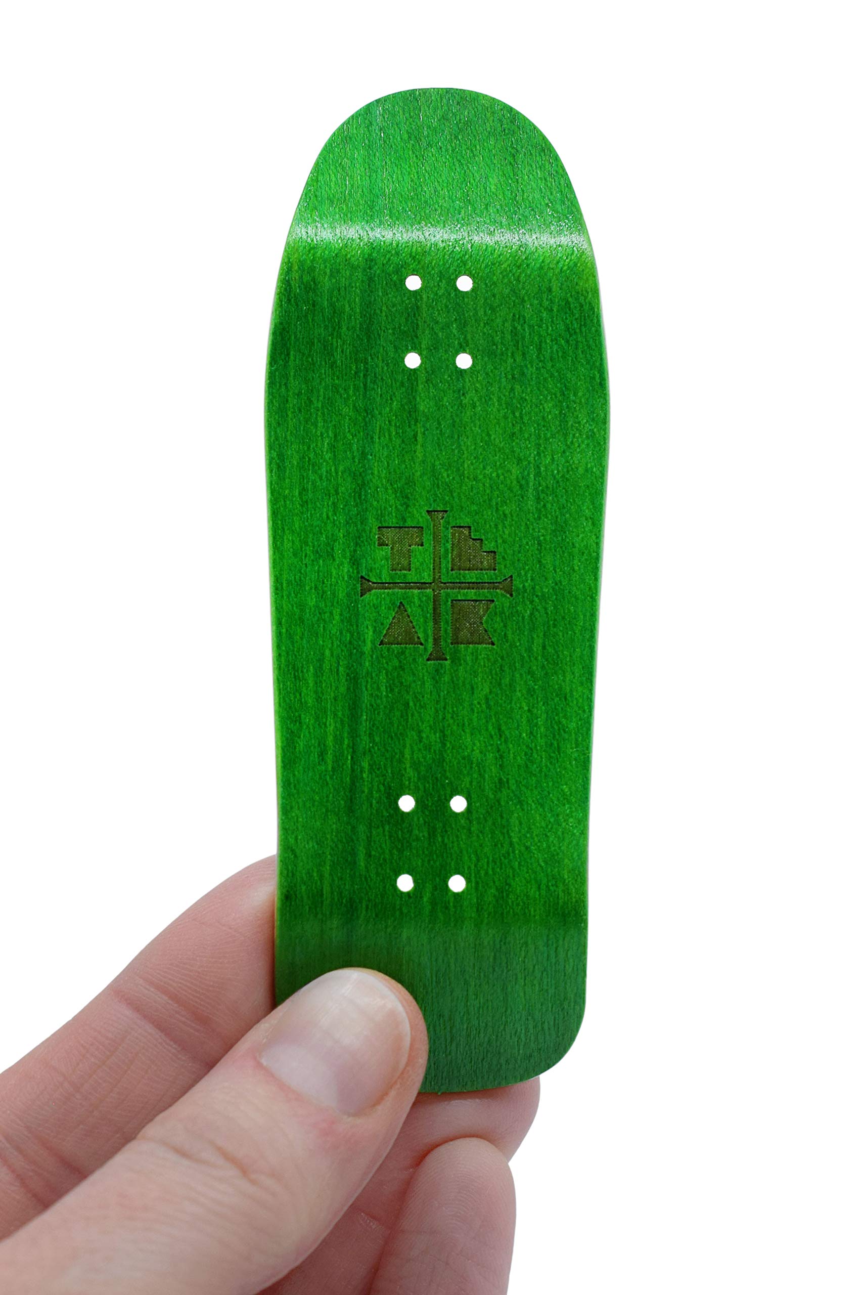 Teak Tuning Wooden Fingerboard Carlsbad Cruiser Deck, Ghillie Green - 34mm x 100mm - Handmade, Pro Shape & Size - Five Plies Wood Veneer - Includes Prolific Foam Tape