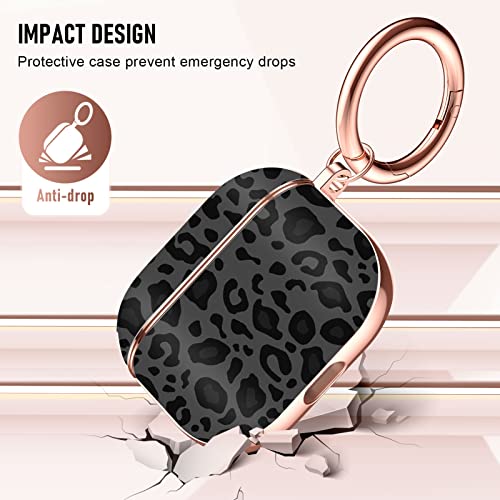 Maxjoy Airpods 3rd Generation Case,Protective Shockproof Cover with Keychain Compatible,Cute AirPods 3rd Generation Case Cover, Apple airpod 3 case,for Girls and Women and Men (Leopard print on black)