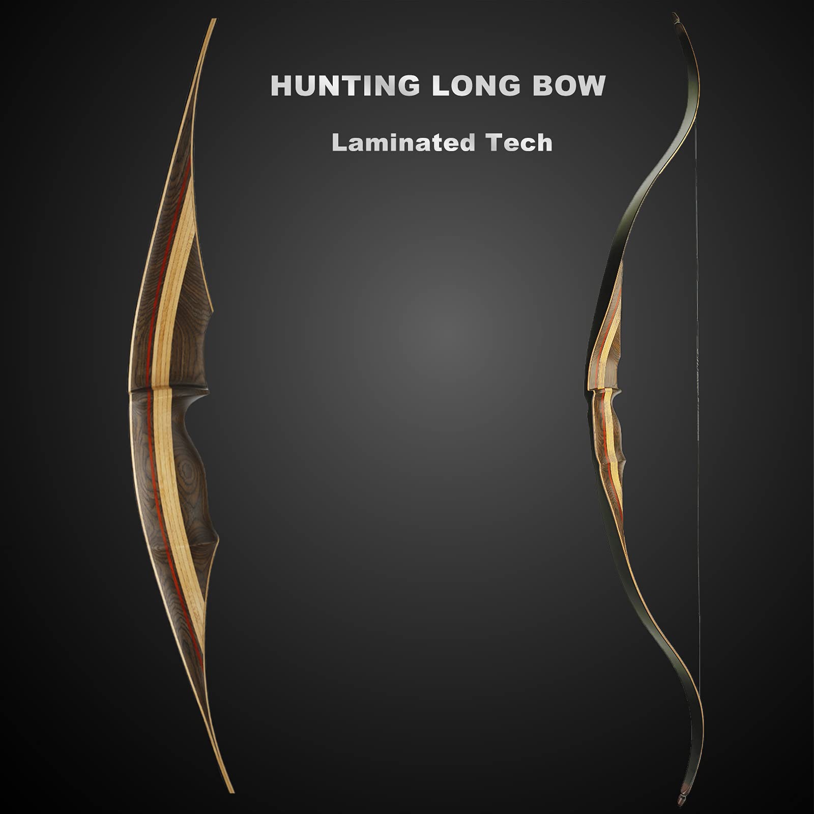 Deerseeker Archery 60" Traditional Recurve Bow One Piece Longbow Handmade Hunting Bow Set Laminated Bamboo Limbs RH & LH for Adults & Youth Bow Practice Target Shooting R60lbs
