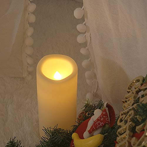YINCHI Outdoor Waterproof Flameless Candle with Timer Flickering Large Plastic Battery Operated LED Lantern Light Bright Electric Pillar for Outside Patio Garden Party Wedding Decorations 4β(D)x6β(H)