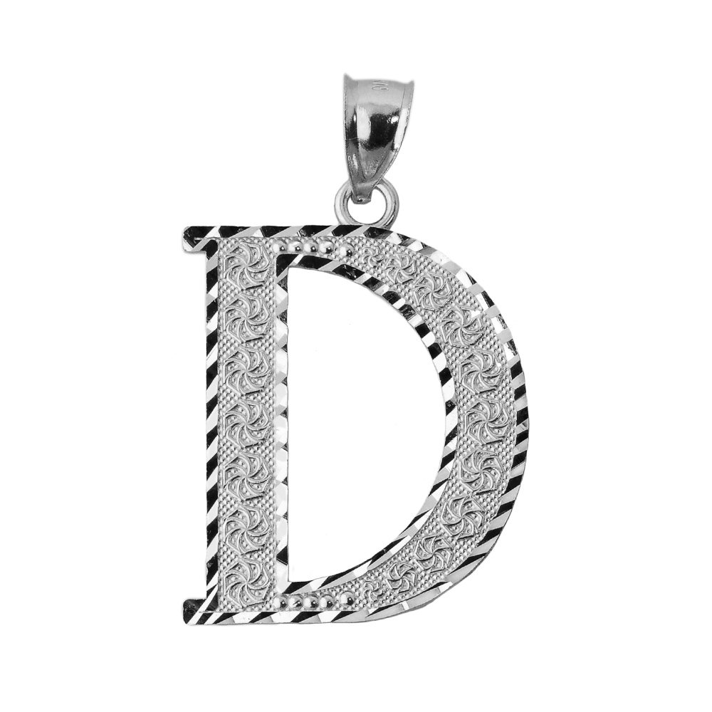 Claddagh Gold 925 Sterling Silver Initial Letter D Charm Pendant, 1"