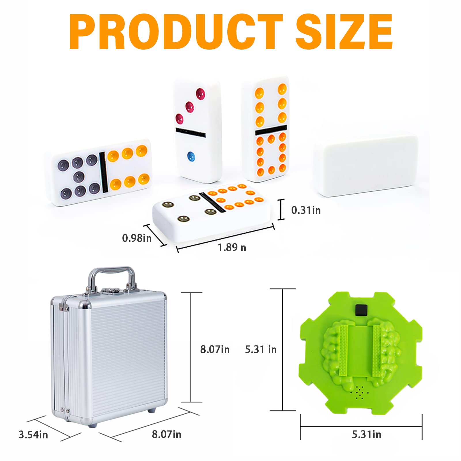 Yinlo Mexican Train Dominoes Set with Sound Effects, Mexican Train Dominoes Game for Travel, 91 Tiles Double12 Colored Dominoes Game Set with Aluminum Case