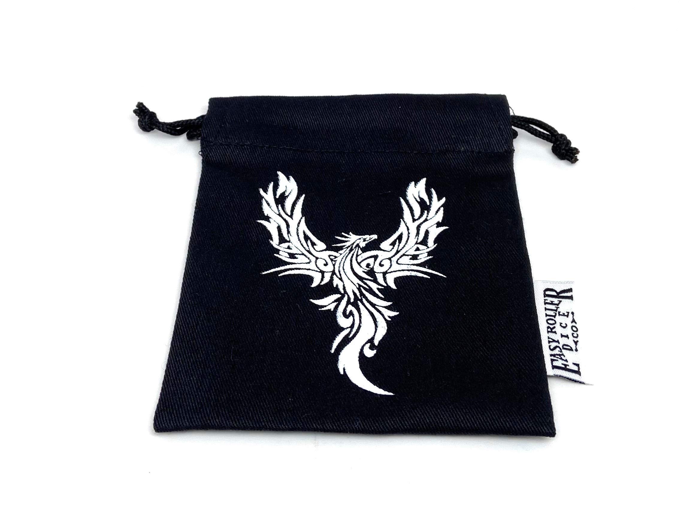 Small Twill Dice Bag - Holds Up To 40 Polyhedral Dice and Closes Tightly with Drawstring (Phoenix)