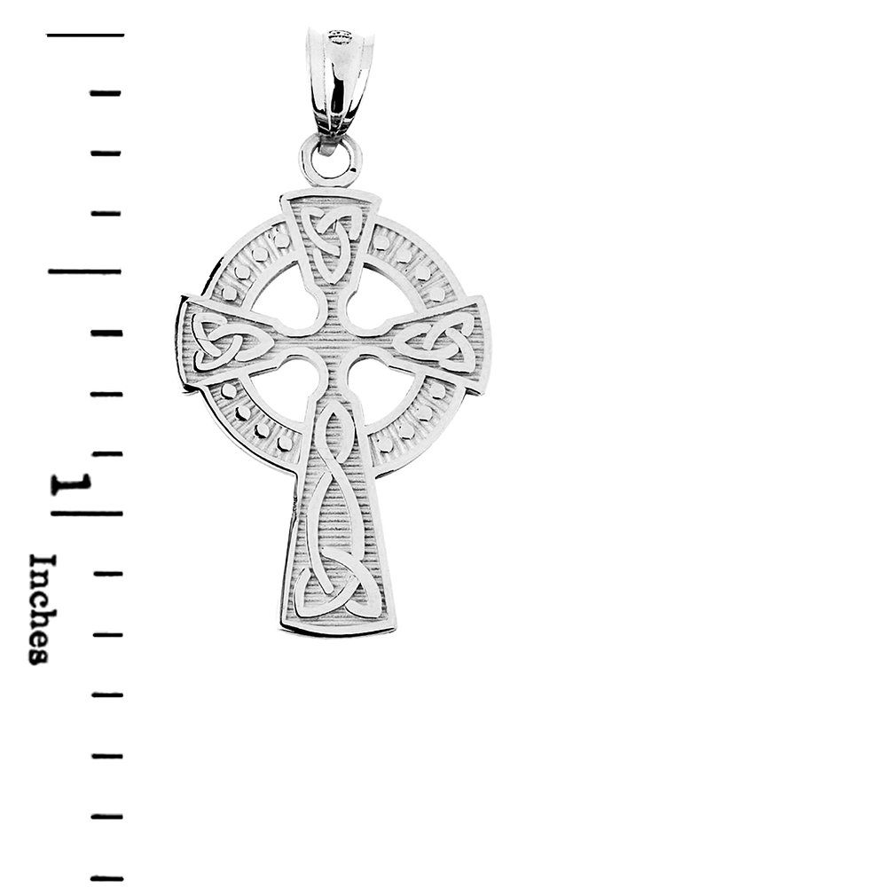 Claddagh Gold 925 Sterling Silver Celtic Cross Trinity Knot Pendant