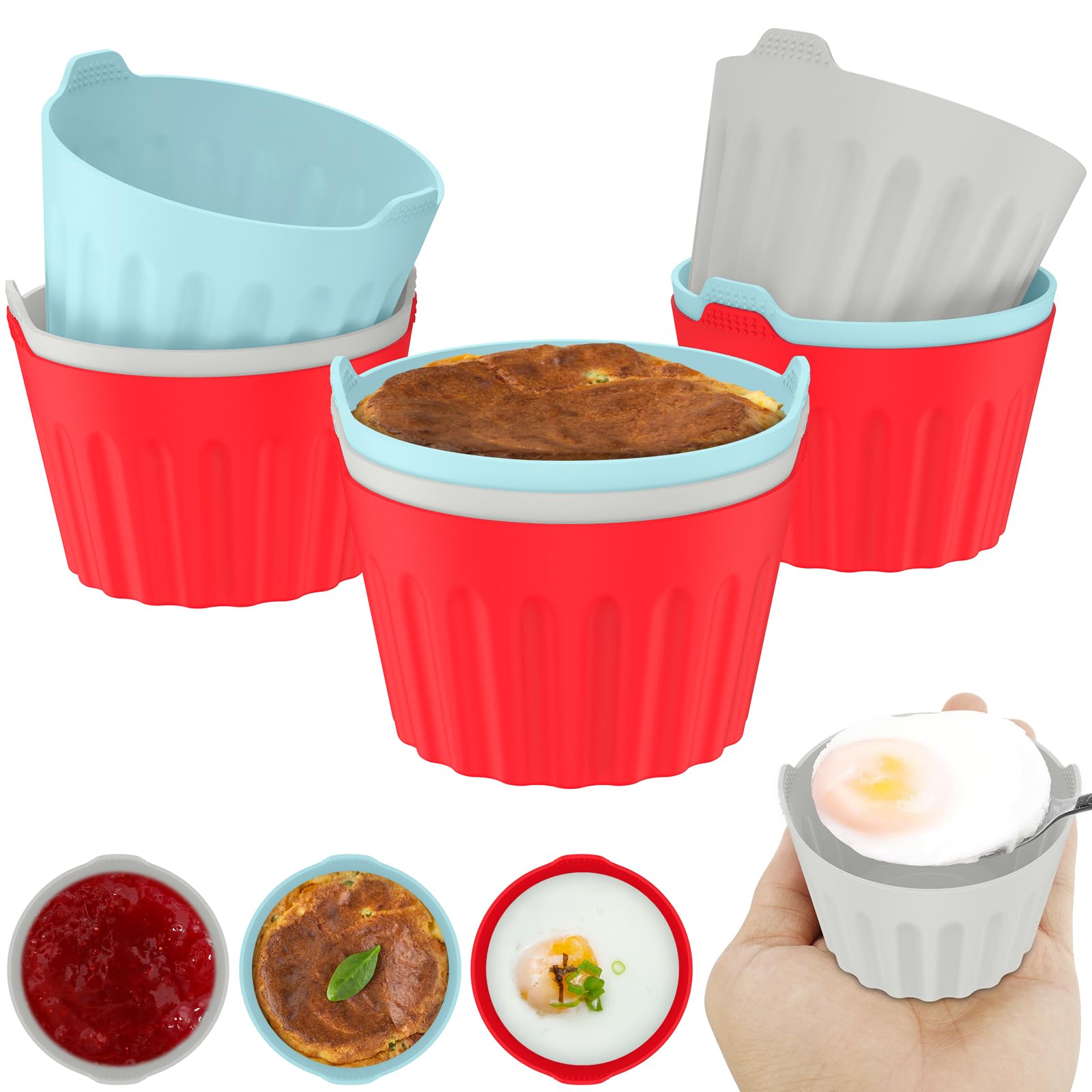 KTZCTPCA 9Pcs Silicone Air Fryer Egg Mold, Reusable Nonstick Egg Bites Pan Alternative, Egg Boiler Mold Cup, BPA Free, Dishwasher Safe Poached Egg Cups for Microwave Air Fryer Stovetop Egg Cooking