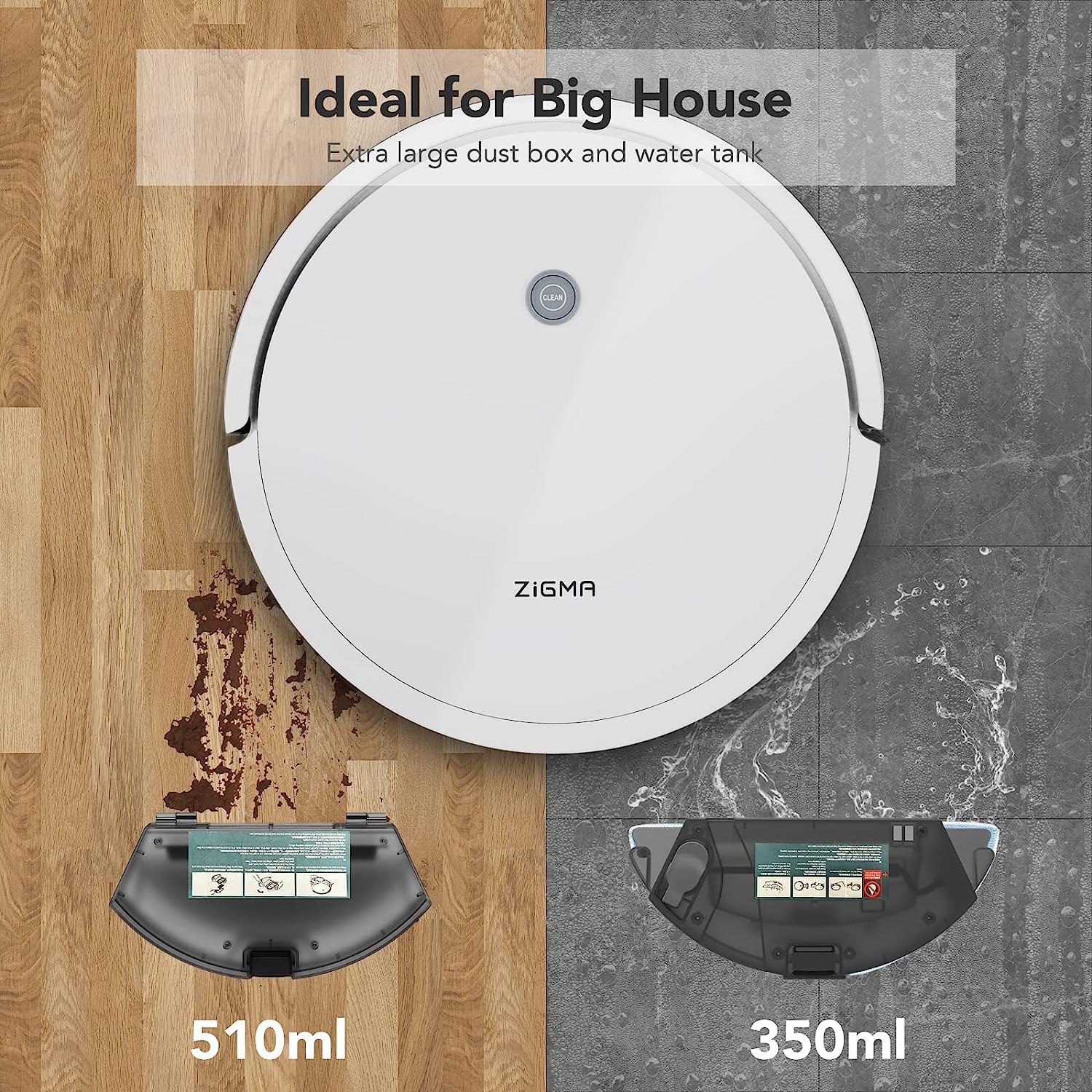 Zigma Robot Vacuum and Mop Combo, 6000 Pa Robot Vacuum Cleaner (H13-A)