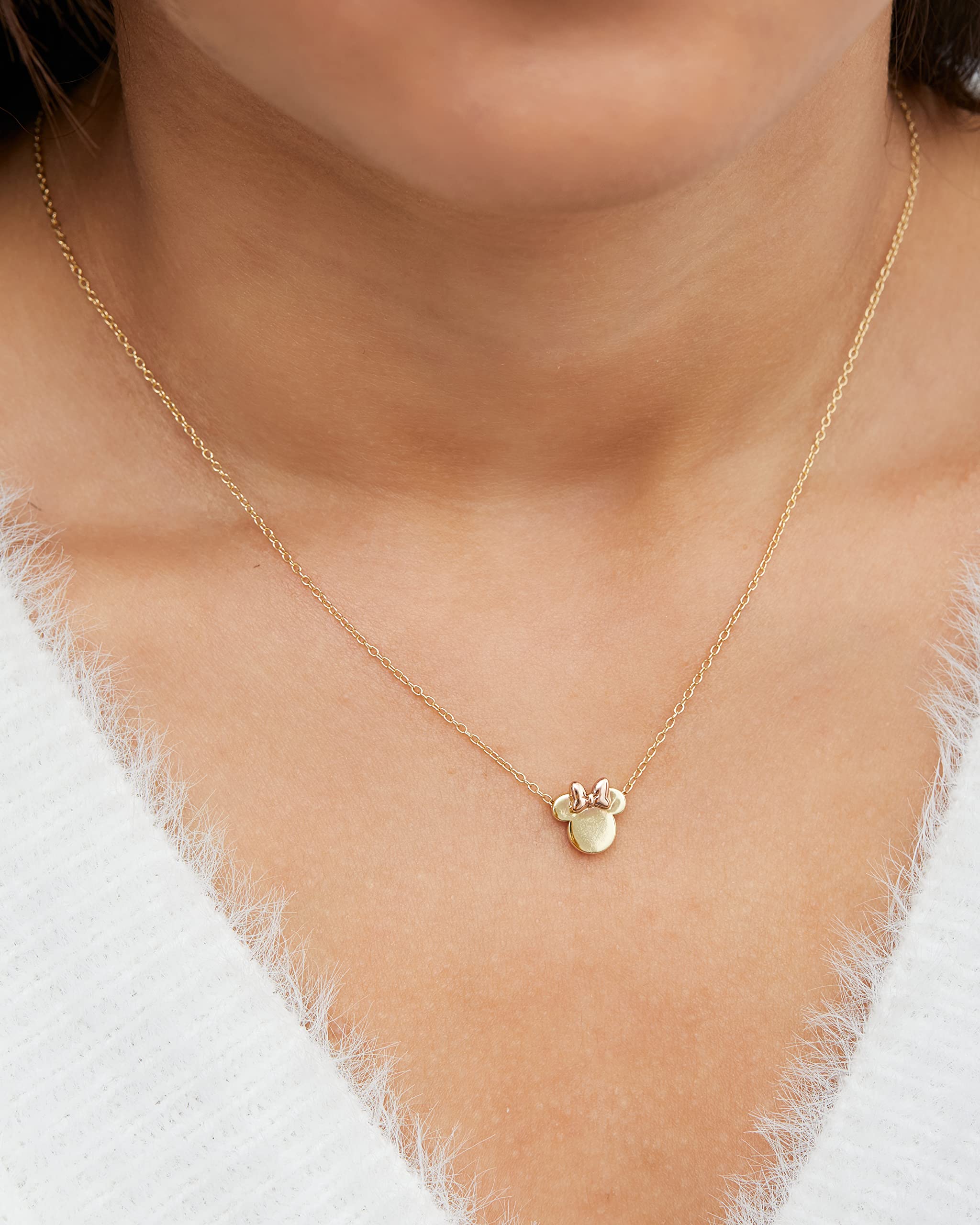 Disney Minnie Mouse Slider Pendant Necklace, Flash Plated, Two Tone, 18"