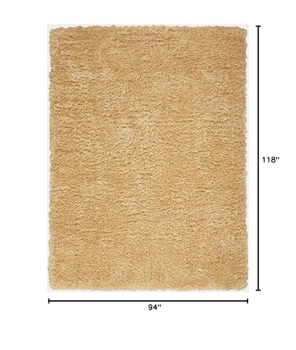 Nourison Lush Shag Modern & Contemporary Gold 7'10" x 9'10" Area -Rug, Easy -Cleaning, Non Shedding, Bed Room, Living Room, Dining Room, Kitchen (8x10)" }