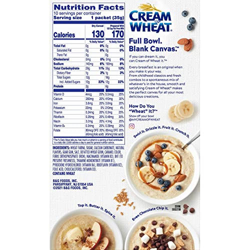 Cream of Wheat Instant Hot Cereal, Bananas and Cream, 1.23 Ounce, 10 Packets