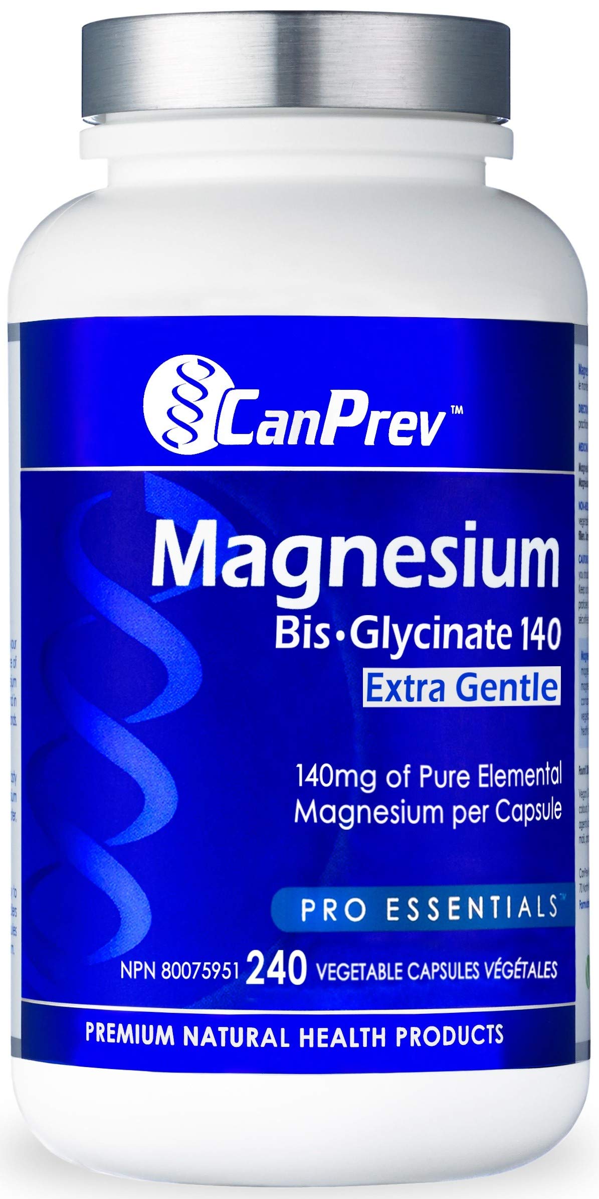 CanPrev Magnesium Bis-Glycinate 140 Extra Gentle Vegi Capsules, 120 Count