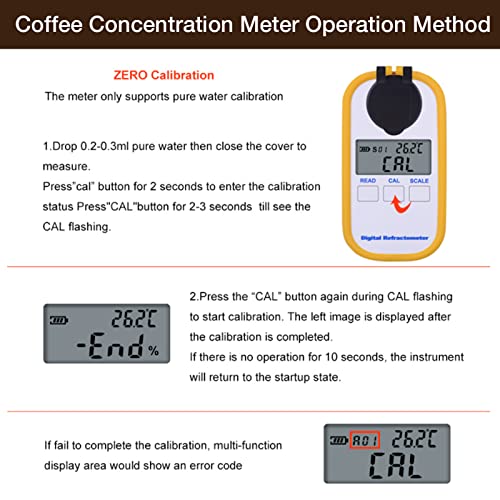 Digital Coffee Concentration Refractometer with BRIX Display Coffee Concentration Meter Sugar Drinks Density Coffee Brix Total Dissolved Solids Meter with TWO Measurement Modes