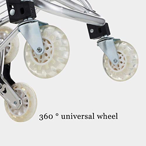 Collapsible Folding Wagon, Folding Shopping Cart Grocery Utility,Elderly Travel Trolley,Lightweight Stair Climbing Cart with Rolling Swivel Wheels and