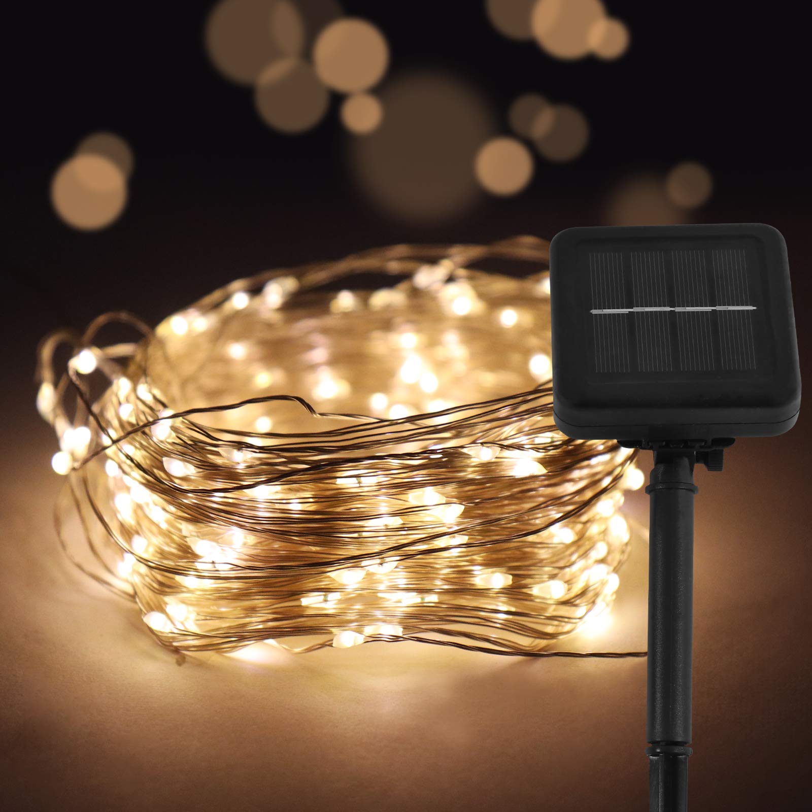 YiShine 200 LED Solar Wire Lights 72FT String Fairy Lights with 8 Modes Outdoor Waterproof Warm White Lights for Home Garden Patio Wedding and Party Bright Light Festival Decoration