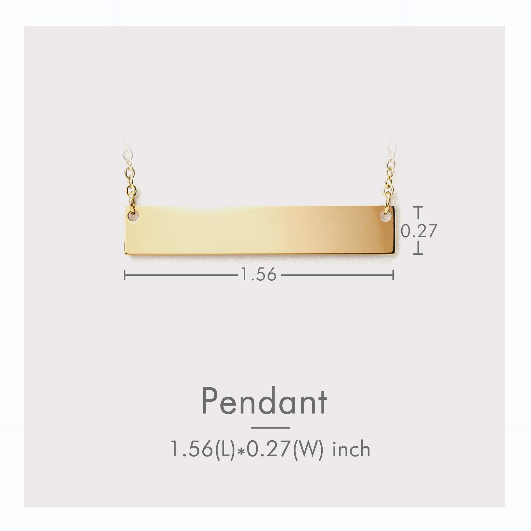 Caramel Sweet Life Personalized Stainless Steel Horizontal Bar Necklace Pendant 5 Colors with Chain (Golden)