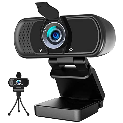 Hrayzan Webcam 1080p, Webcam with Microphone, USB Web Camera 110°Wide View, Plug and Play Computer Camera, Laptop Desktop Webcam for Conferencing Recording,Webcam Tripod and Privacy Cover Include
