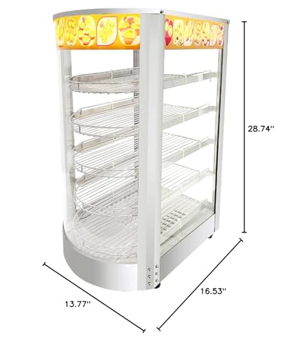 Countertop Food Warmer Display with Curved Glass Hot Display Case Commercial Heated Food Cabinet 5 Layers(14"(5 layer))