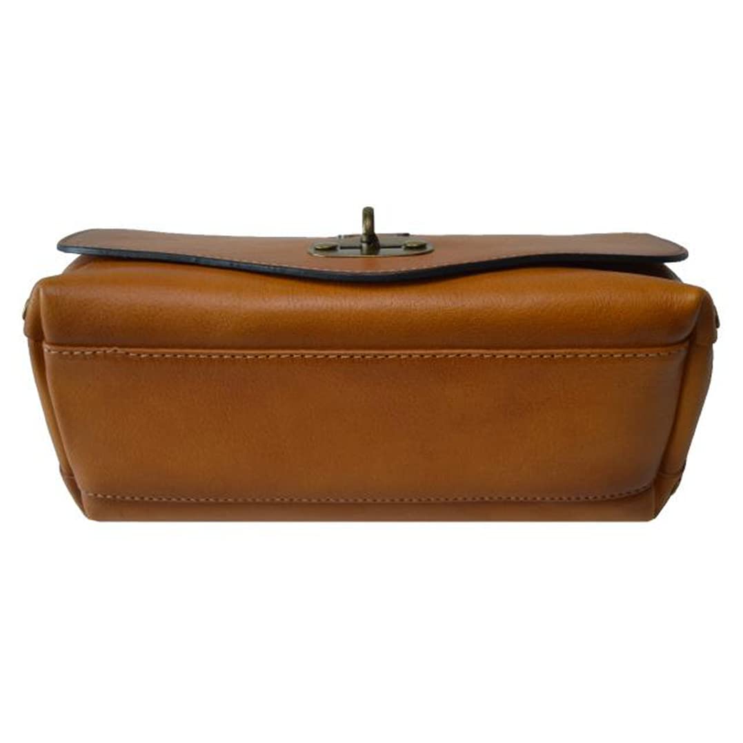 Pratesi Leather, Leather Bag for Woman Castel Del Piano Clutche in cow leather - Bruce Mustard