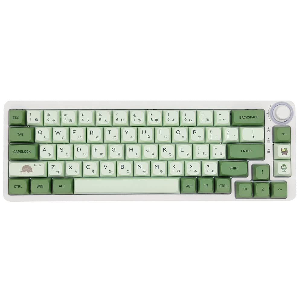 PBT 124 Keys XDA Profile Dye-Sub Matcha Keycaps,ANSI Layout Keycap Suitable for 61/64/87/104/108 Mechanical Gaming Keyboard(Keycaps only)