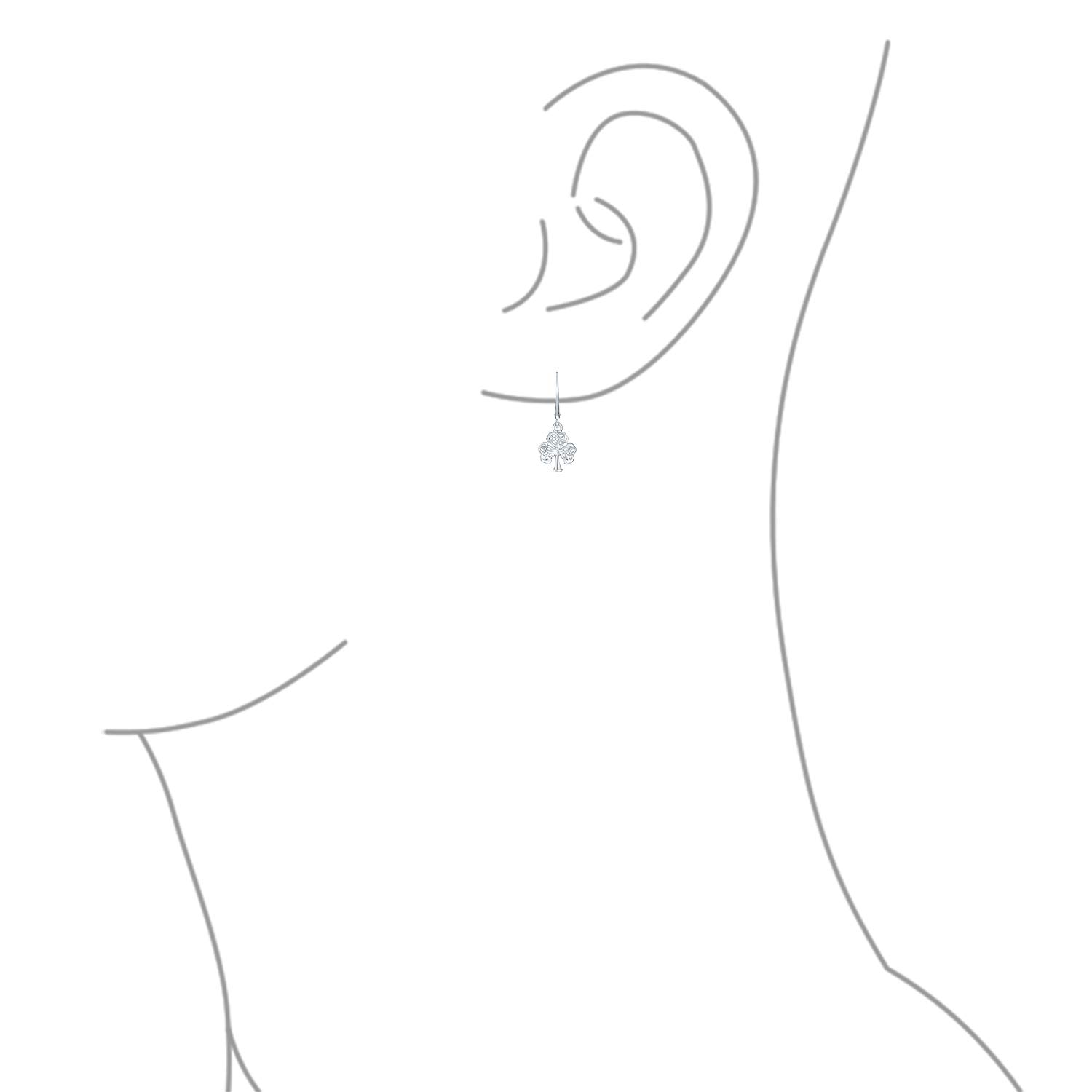 Delicate Petite Irish Triquetra Open Heart Shape Celtic Knot Good Luck Shamrock Clover Dangle Earrings Lever back .925 Sterling Silver
