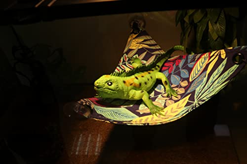 HRRIVE Reptile Bearded Dragon Hammock Lizard Lounger with Suction Cup for Reptile Tank Terrarium Decor Accessories, Breathable Fabric