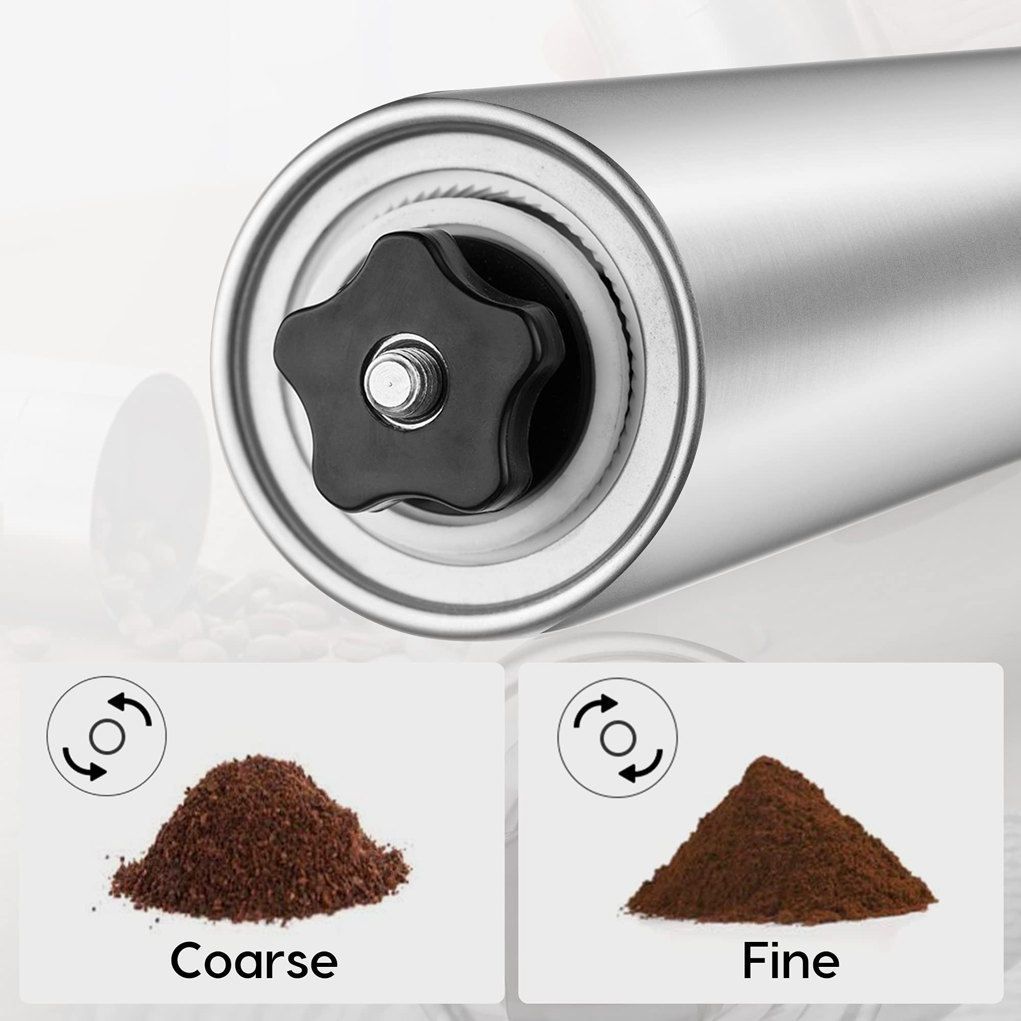 Delihom Manual Coffee Grinder, Hand Coffee Grinder with Adjustable Ceramic Burr for Drip Coffee, Espresso, French Press Used in Home and Travel (1.5oz)