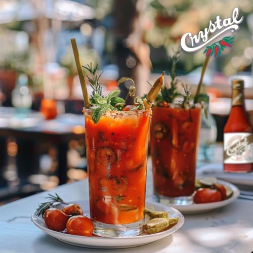 Crystal Louisiana's Pure Hot Sauce with Garlic, 12 Ounce, Aged Cayenne Peppers, Medium Heat, Flavor Gumbo to Bloody Mary's